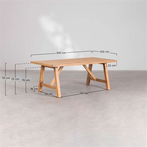 Mesa De Comedor Rectangular 200x100 Cm En Madera De Acacia Rústica