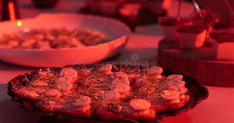 Canape With Egg On A Large Tray Close Up With Shallow Stock Video