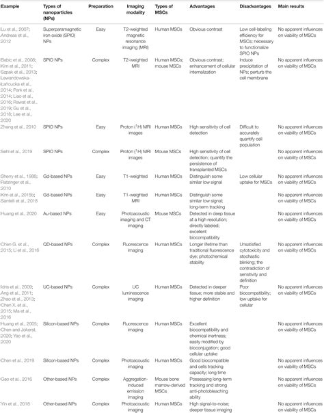 Frontiers Nanoparticles For Stem Cell Tracking And The Potential