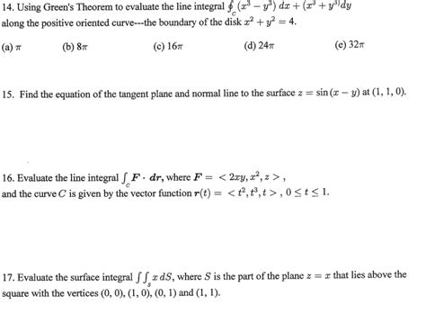 solved 14 using green s theorem to evaluate the line
