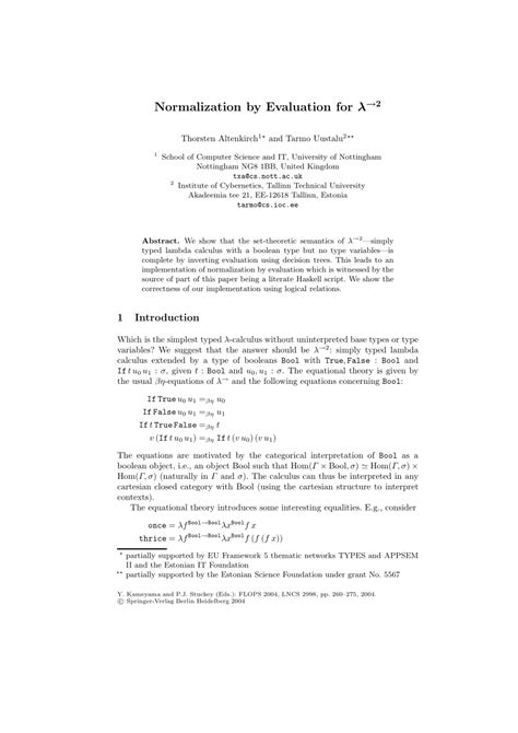 Pdf Normalization By Evaluation For Lambda