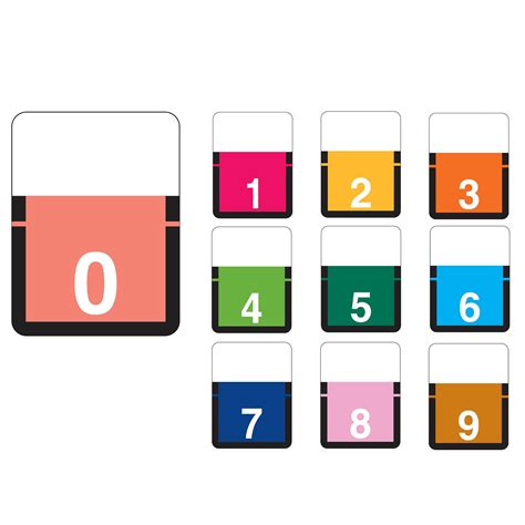 Tab 1306 Match A1306 Series Top Tab Numeric Color Coded Roll Labels