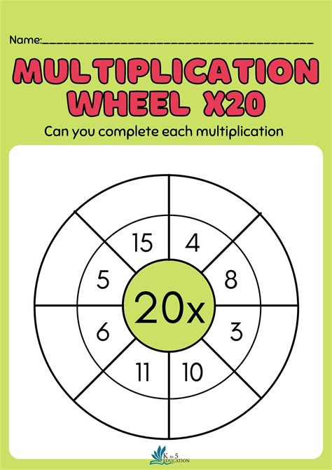Multiplication Wheel X20 Worksheet Free Download