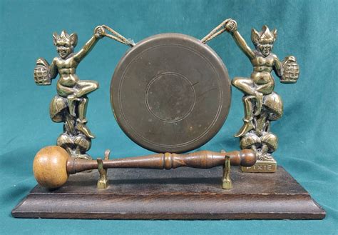 Antique Old Vintage Brass Pixie Toadstool Gong Table Dinner Bell Etsy