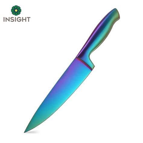 Wholesale Customized Knife With Titanium Coated Rainbow Blades