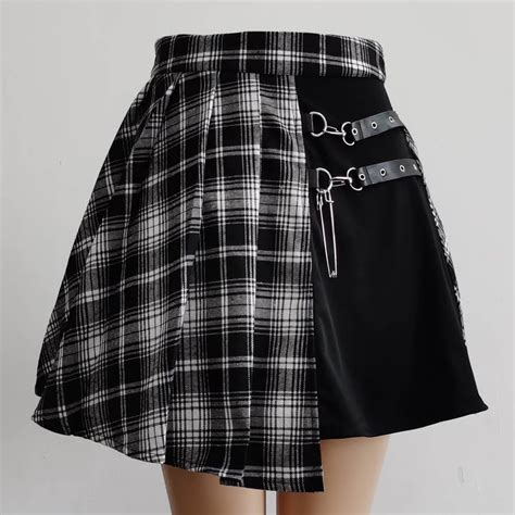 High Waist Punk Asymmetric Cutout Pleated Skirt Punk Skirt Fashion