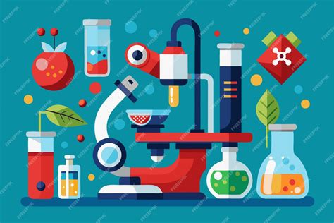 Colorful Laboratory Tools And A Microscope Are Depicted Showcasing