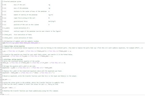 Solved In The Inverted Pendulum System Shown Below Assume