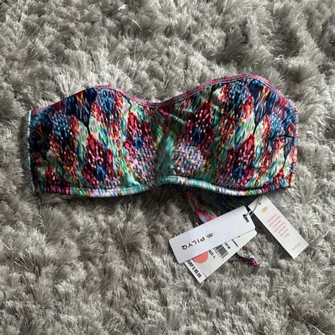 Pilyq Swim Nwt Pilyq Belize Bandeau Style Beaded Bikini Top With