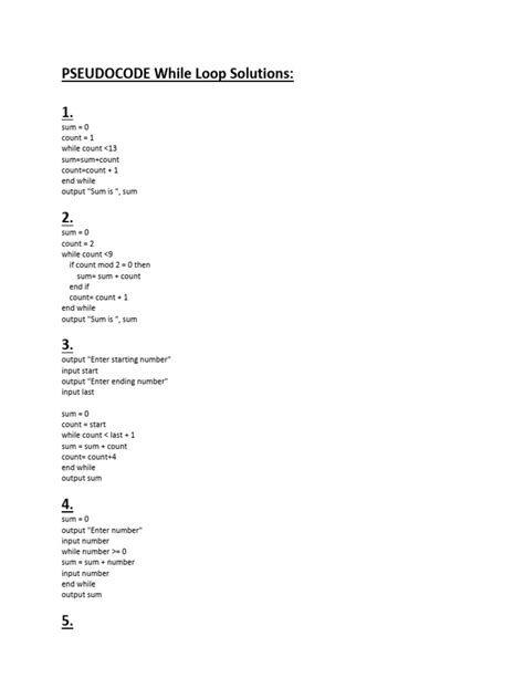 While Loop Pseudocode Examples Pdf Number Theory Arithmetic