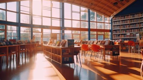 Premium Ai Image School Library Photo