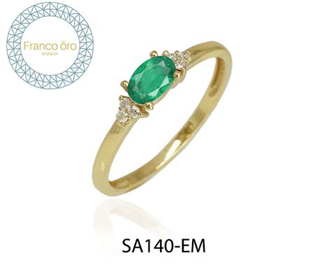 חנות החוויות של Cal טבעת אמרלד טבעית עם יהלומים