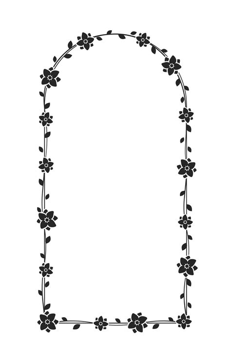 Floral Arch Vertical Frame Template Geometric Border With Vine And