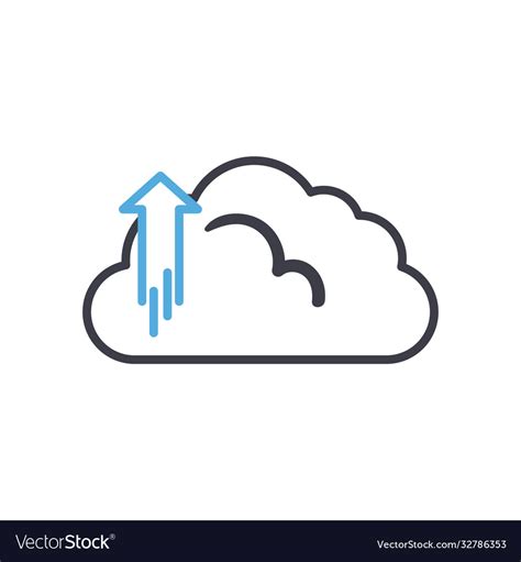 Cloud Computing With Upload Arrow Line Style Icon Vector Image
