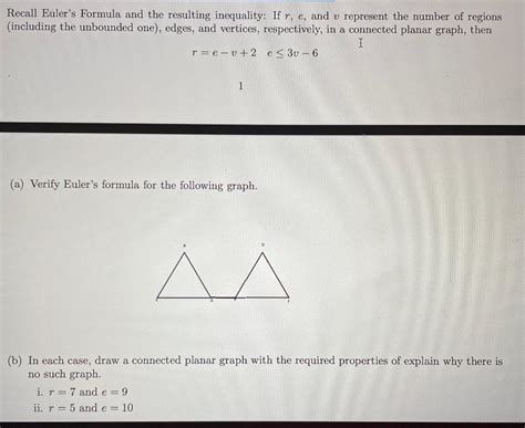Solved Recall Euler S Formula And The Resulting Inequality Chegg