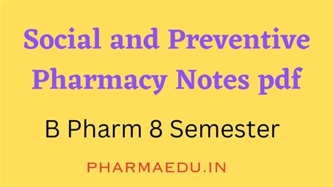 B Pharm Social And Preventive Pharmacy Notes Pdf Pharma Edu