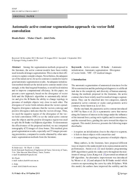 Pdf Automatic Active Contour Segmentation Approach Via Vector Field Convolution