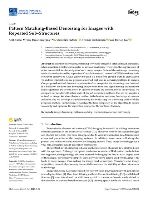 Pattern Matching Based Denoising For Images With Repeated Sub Structures Pdf Cluster