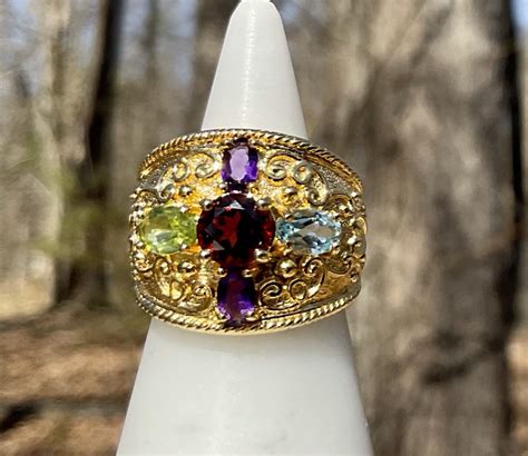 Silver Gold Plated Ross Simons Multi Gemstone Ring Si Gem