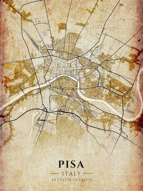 Pisa Vintage Map Poster Winter Museo