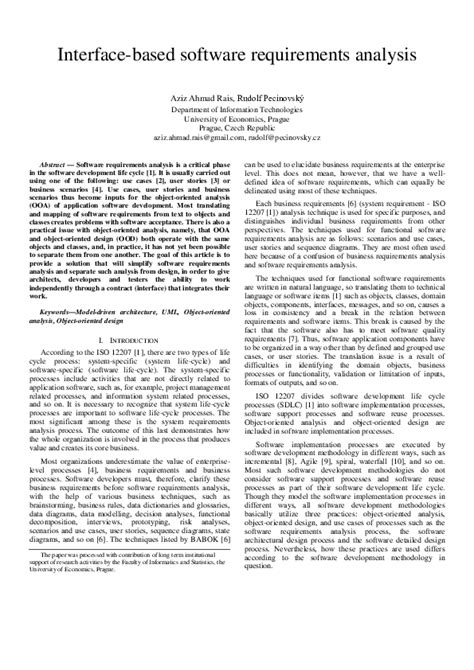 Pdf Interface Based Software Requirements Analysis