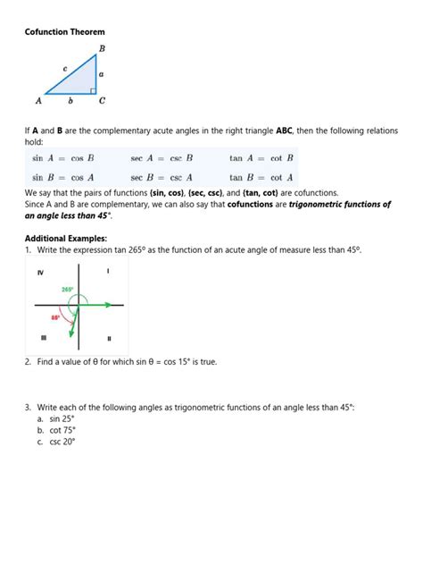 Cofunction Theorem Pdf