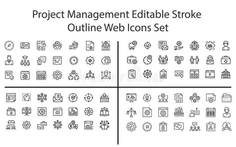 Project Management Editable Stroke Outline Web Icons Set Outline Icon