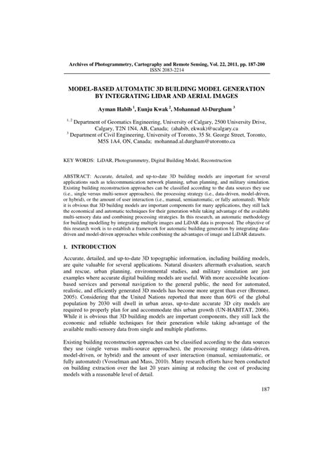 Pdf Model Based Automatic 3d Building Model Generation By Integrating Lidar And Aerial Images