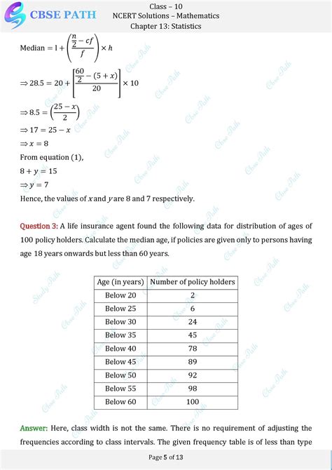 Ncert Solutions For Class 10 Maths Exercise 13 3 Statistics 2024 25 Cbse Path