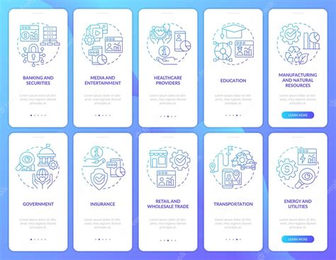 Premium Vector Big Data Applications Blue Gradient Onboarding Mobile App Screen Set