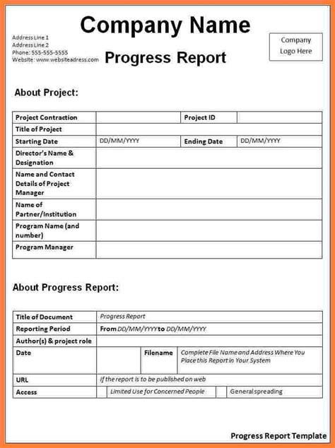 Progress Report Template For Construction Project