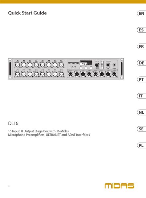 Midas Dl16 16 Input 8 Output Stage Box User Guide
