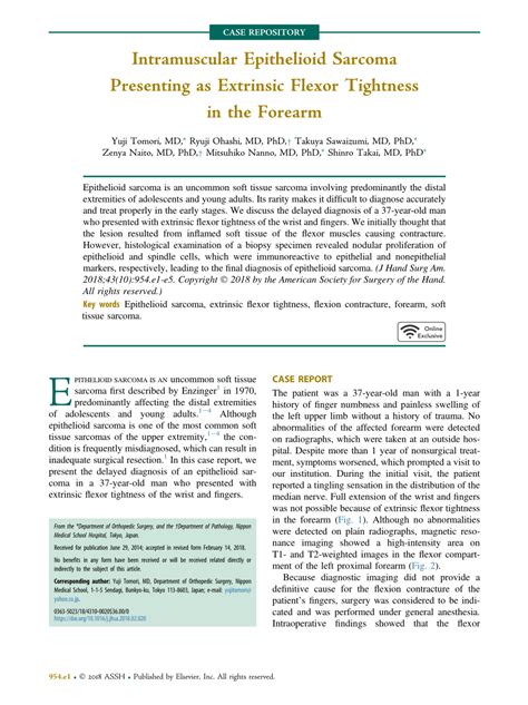 Pdf Intramuscular Epithelioid Sarcoma Presenting As Extrinsic Flexor