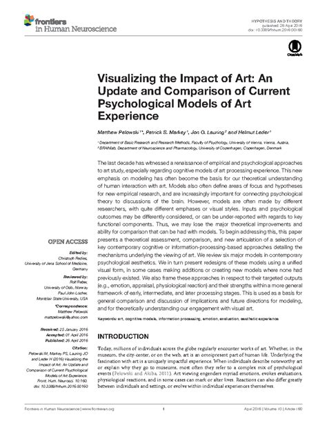 Visualizing The Impact Of Art Cognitive Models Of Art Experience Psy