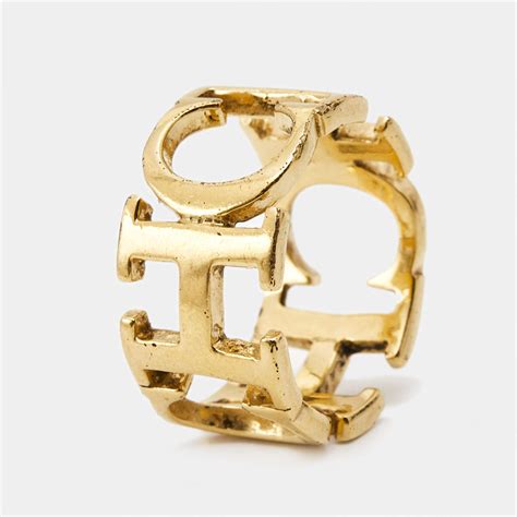 Carolina Hererra Ch Gold Tone Ring Size 56 Carolina Herrera The Luxury Closet