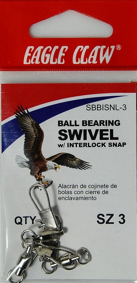 Eagle Claw Ball Bearing Swivel With Interlock Snap Size 3