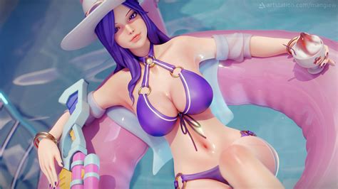 Artstation Pool Party Caitlyn League Of Legends Fanart