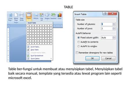 1pengenalan Dan Pengaplikasian Ms Wordinsert Tabpptx