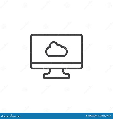 Cloud Computing Outline Icon Stock Vector Illustration Of Digital Design