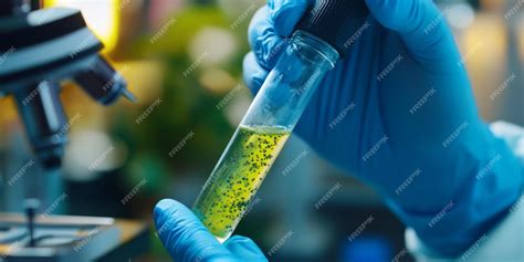A Scientist Holds A Bacterial Sample In A Test Tube For Important Microbial Research Premium