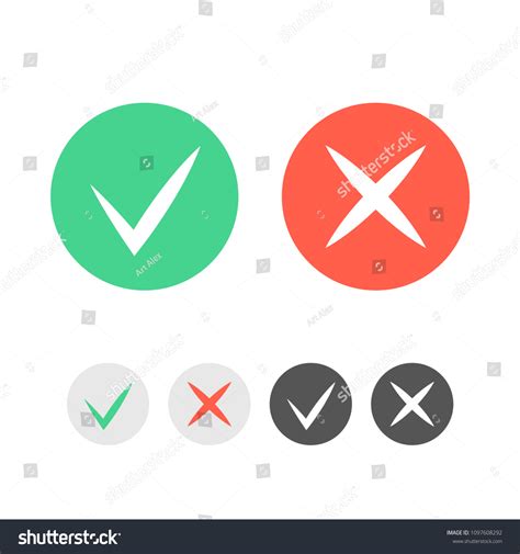 Check Mark Icons Green Tick Red Stock Vector Royalty Free