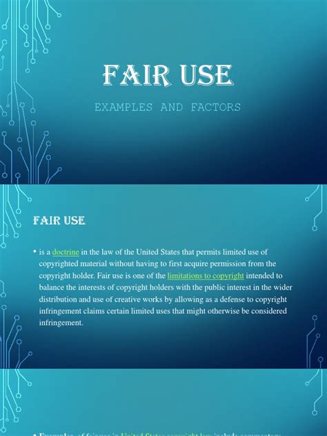 Fair Use Examples And Factors Pdf Law