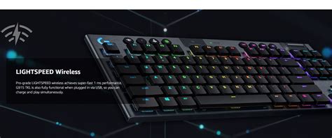 Logitech G915 TKL Tenkeyless Lightspeed Wireless RGB Mechanical Gaming Keyboard Carbon Tactile