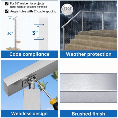 Muzata 36 65ft 13ft Stair Cable Railing System Complete Set One Sto