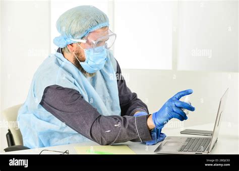 Sanitizer Concept Man Cleaning Screen Spray For Cleaning Electronics