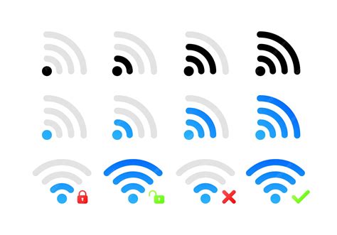 Premium Vector Wifi Icons Flat Color Wifi Signal Strength Vector Icons