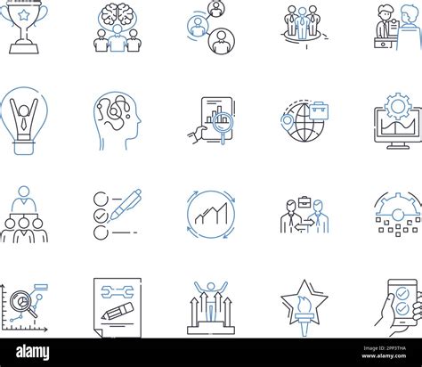 Development Line Icons Collection Advancement Progression Evolution Growth Improvement