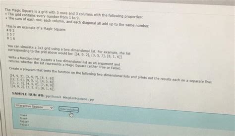 Solved The Magic Square Is A Grid With 3 Rows And 3 Columns