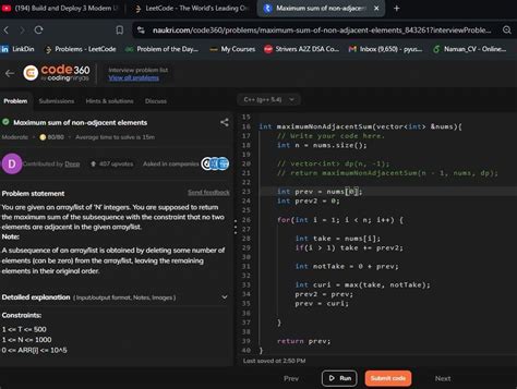 Piyush Kahale On Linkedin 100daysofcode Dynamicprogramming Dpseries Leetcode Problemsolving