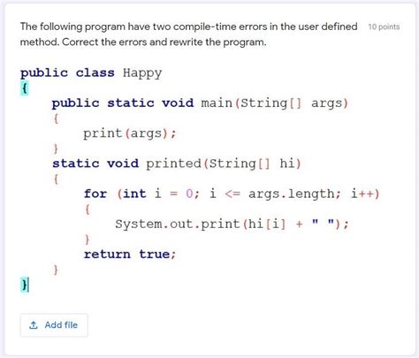 Solved The Following Program Have Two Compile Time Errors In Chegg